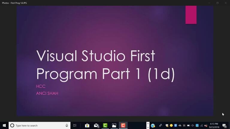Visual Studio: First Program Part 1 (1d)