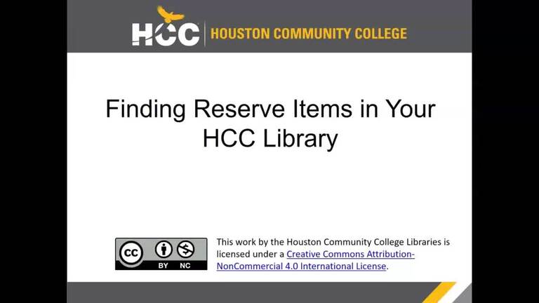 Finding Reserve Items in Your HCC Library